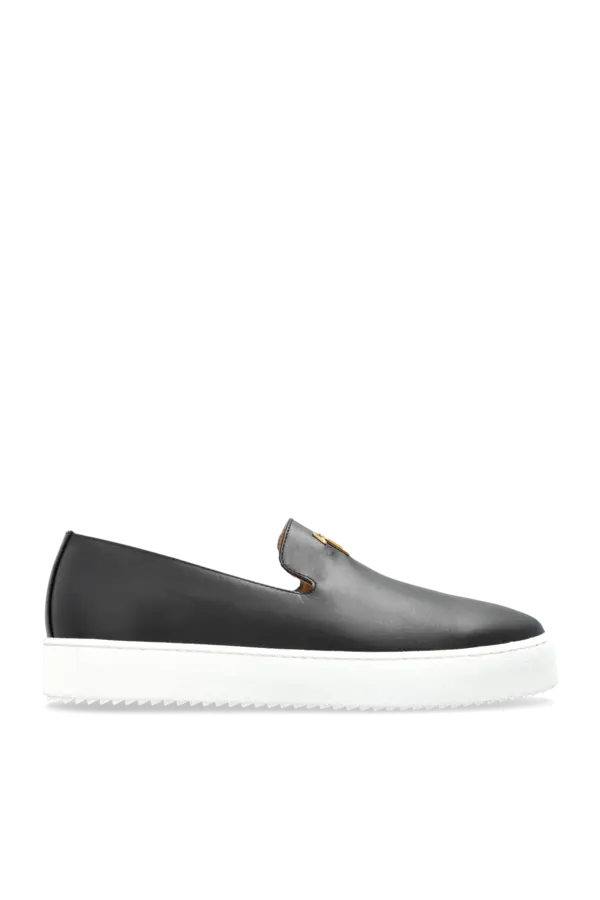 GIUSEPPE ZANOTTI Leather Slip-on Sneakers - Black