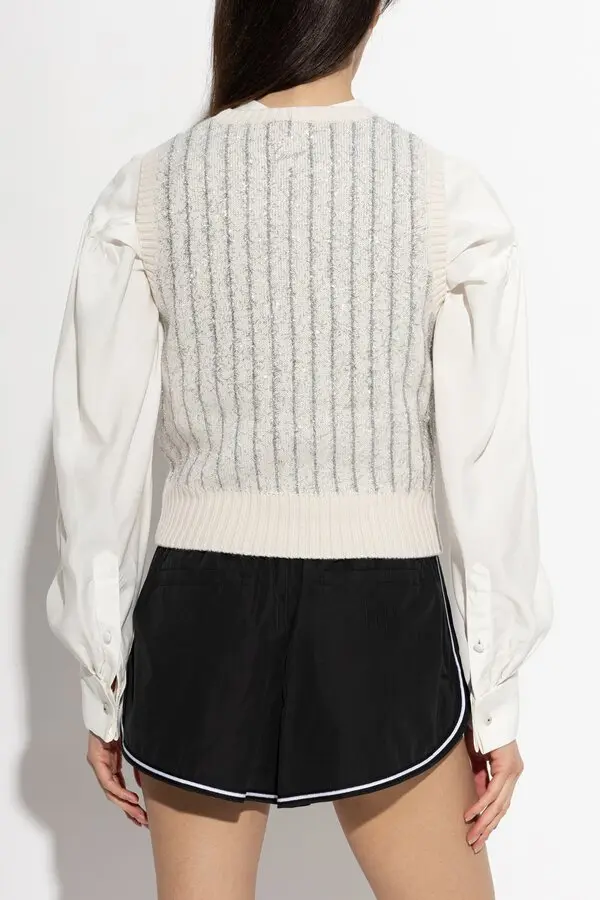 Kenzo Sleeveless Knit Top With Lurex Detail - Cream