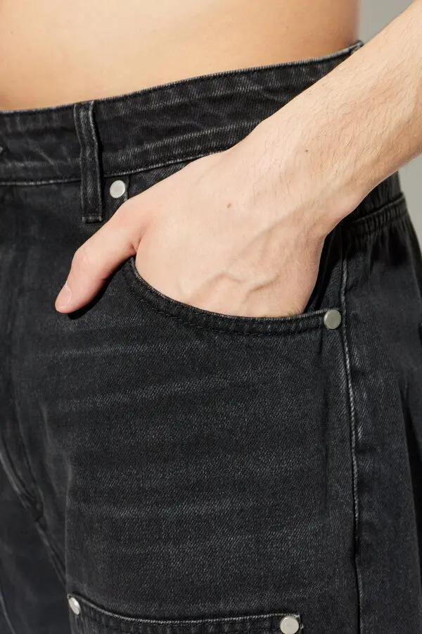 44 LABEL GROUP Wide Leg Raw Edge Jeans
