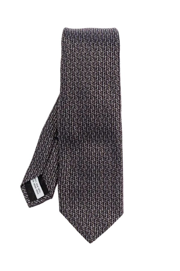 FERRAGAMO Geometric Print Silk Necktie - Black