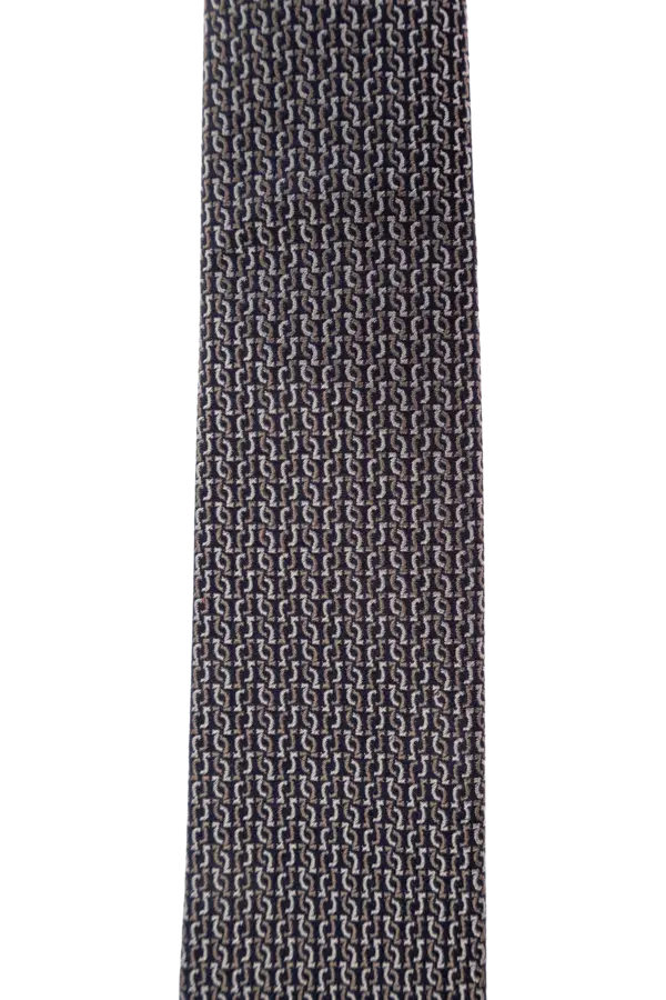 FERRAGAMO Geometric Print Silk Necktie - Black