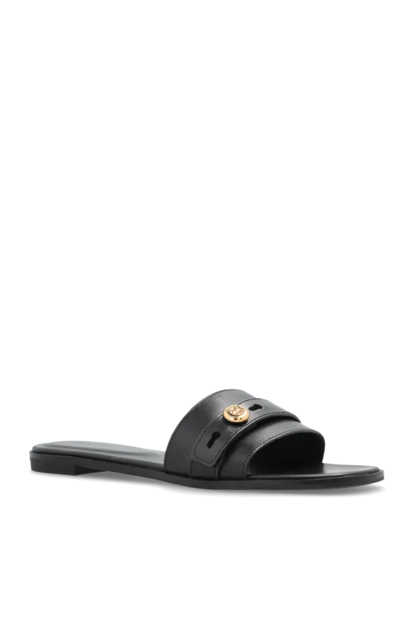Tory Burch Romy' Leather Slides - Black