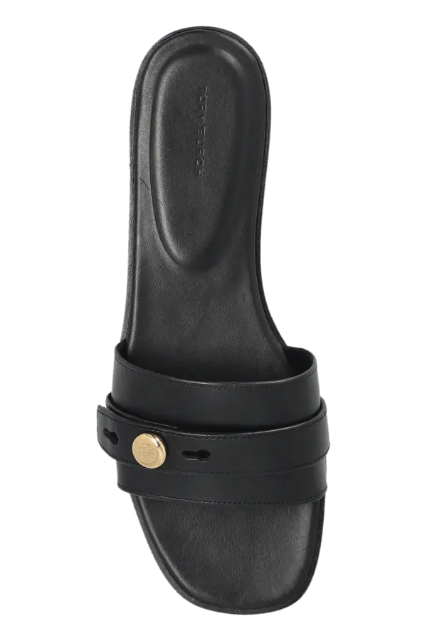 Tory Burch Romy' Leather Slides - Black