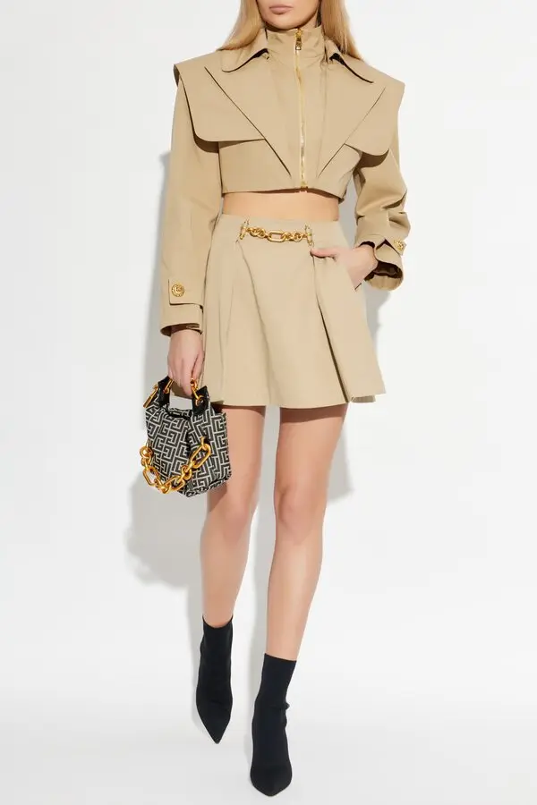 Balmain Short Skirt With Darts - Beige