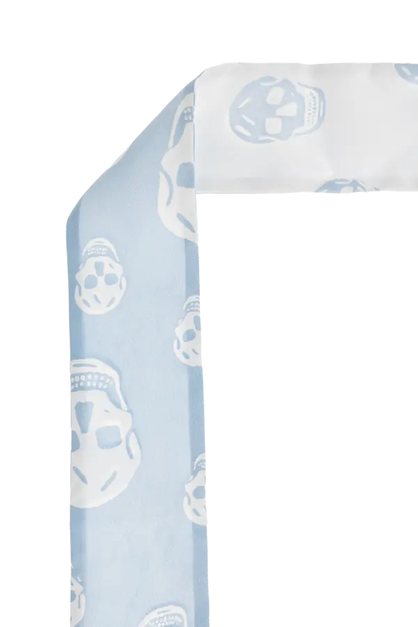 Alexander McQueen Silk Scarf With A Distinctive Skull Motif - Light Blue