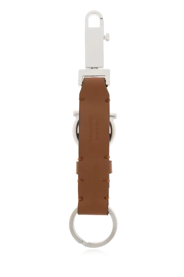 FERRAGAMO Engraved Logo Keychain - Brown