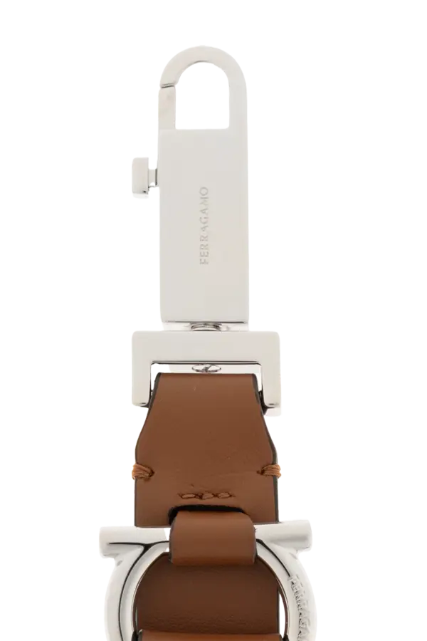 FERRAGAMO Engraved Logo Keychain - Brown