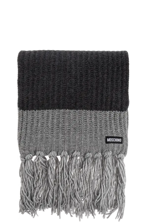 Moschino Scarf With Logo - Grey