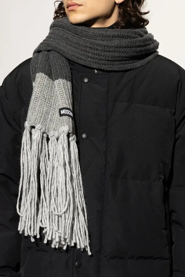 Moschino Scarf With Logo - Grey