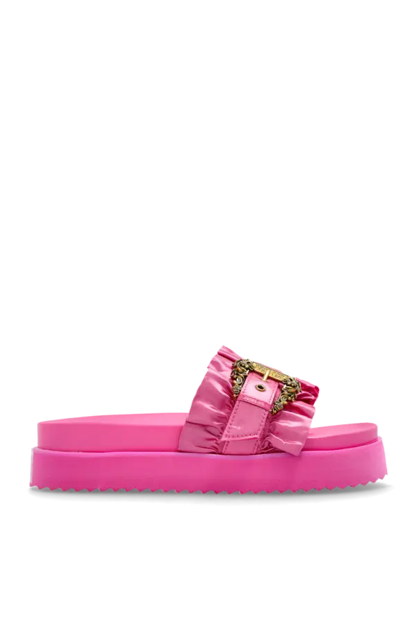 Versace Satin Platform Slides - Pink