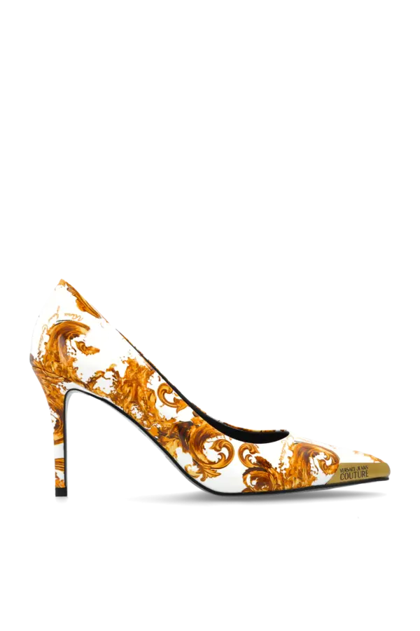Versace Heeled Shoes With 'barocco' Pattern - White