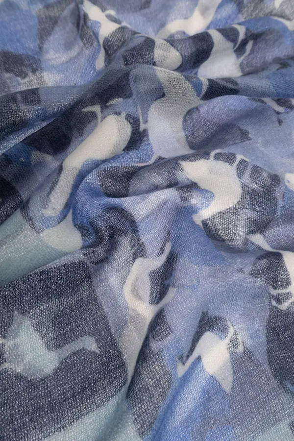 Moschino Cashmere Scarf With Print - Blue