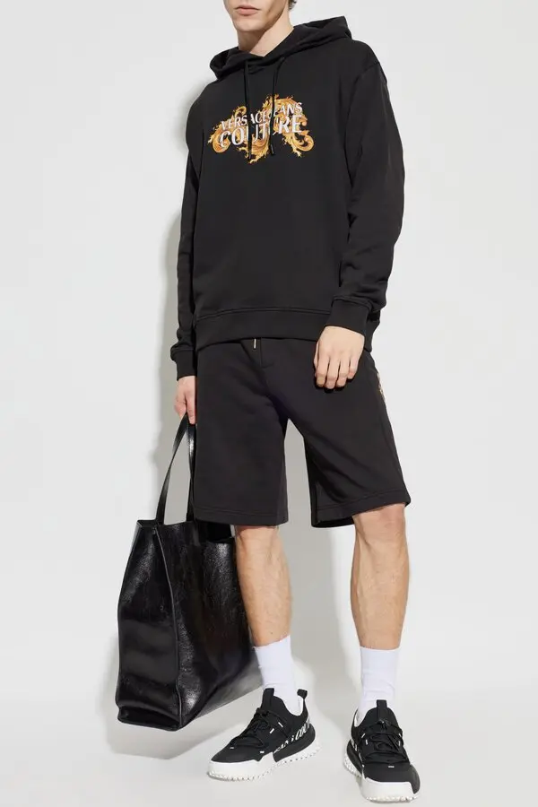 Versace Sports Shoes With Printed Logo - Black