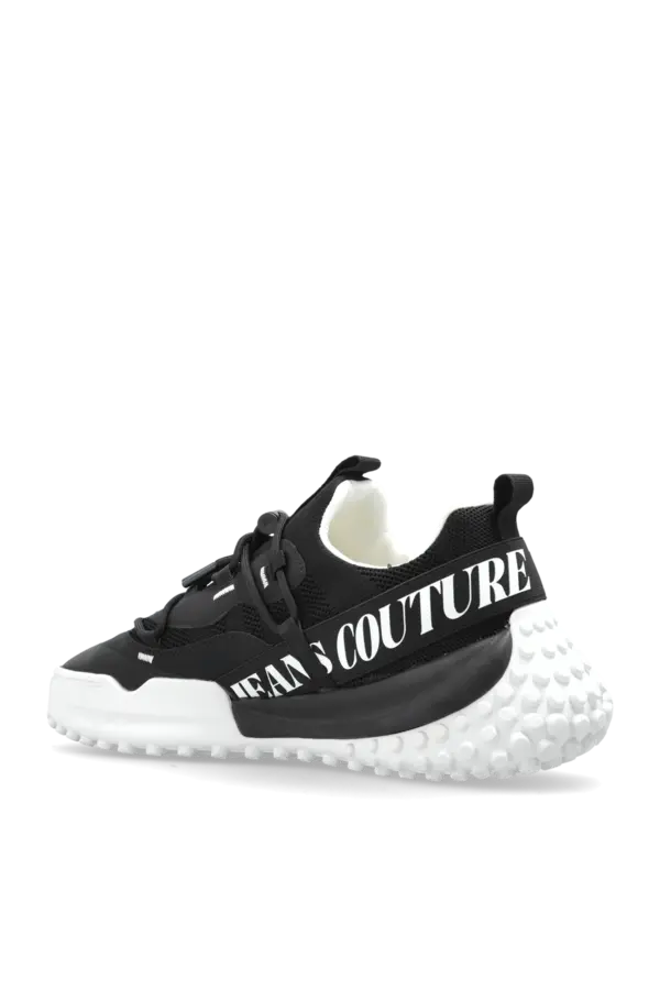 Versace Sports Shoes With Printed Logo - Black