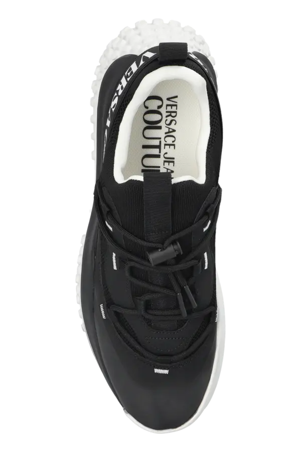 Versace Sports Shoes With Printed Logo - Black