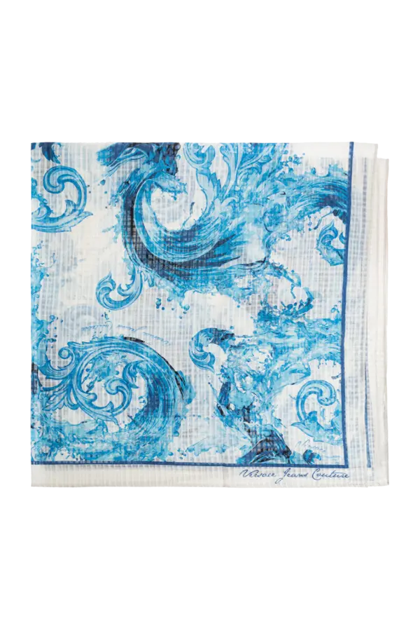 Versace Scarf With "barocco" Pattern - Blue