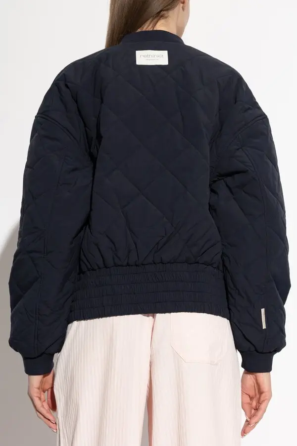 RETHINKIT STUDIOS Quilted Bomber Jacket - Navy Blue