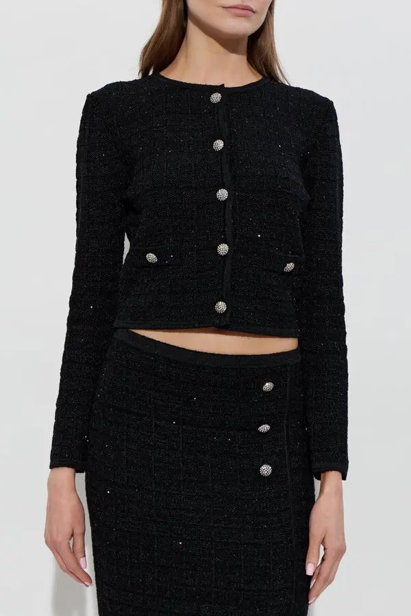 Alessandra Rich Cardigan With Shimmering Appliqués