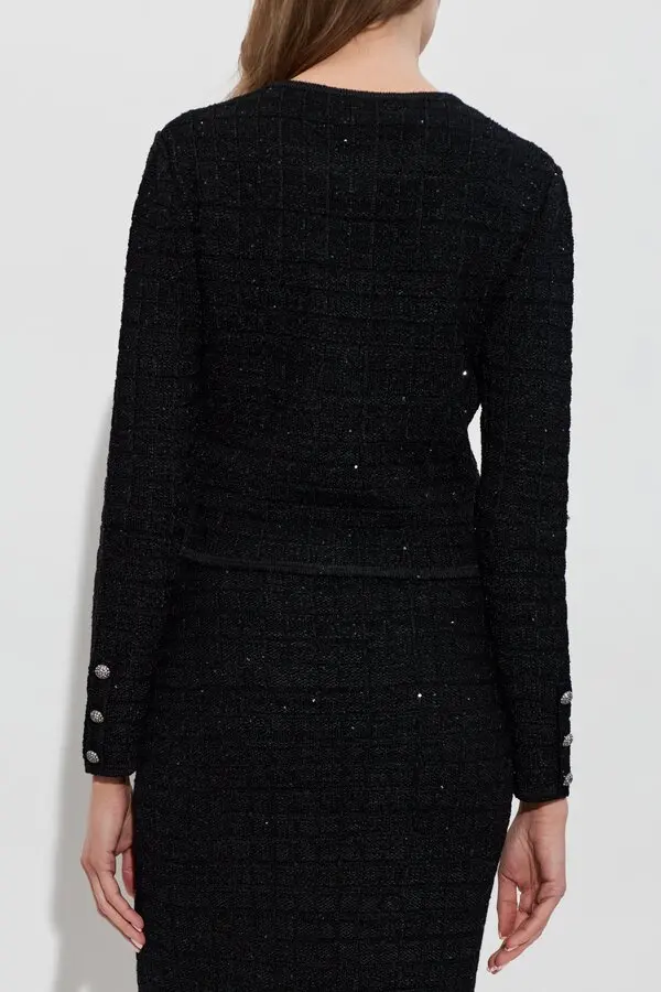 Alessandra Rich Cardigan With Shimmering Appliqués
