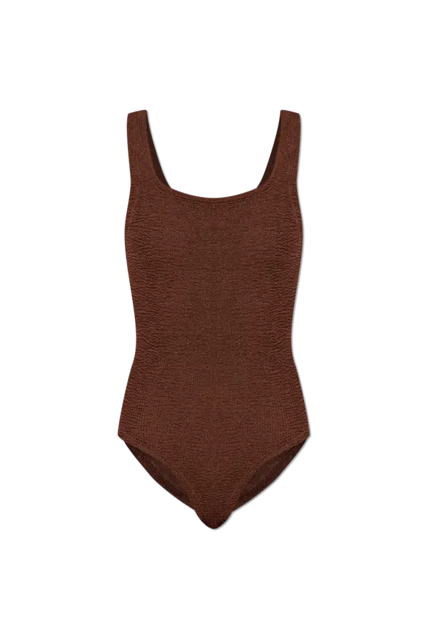 Hunza G Square Neck One-piece Swimsuit - Brown
