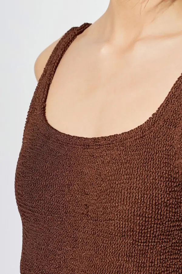 Hunza G Square Neck One-piece Swimsuit - Brown
