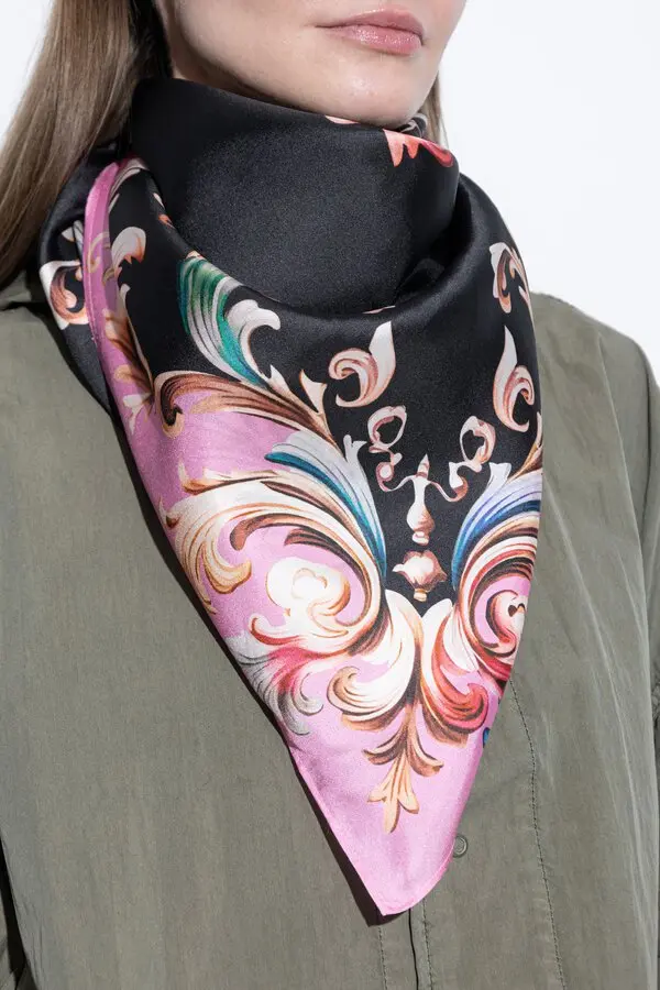 Versace Scarf With 'barocco' Pattern - Black