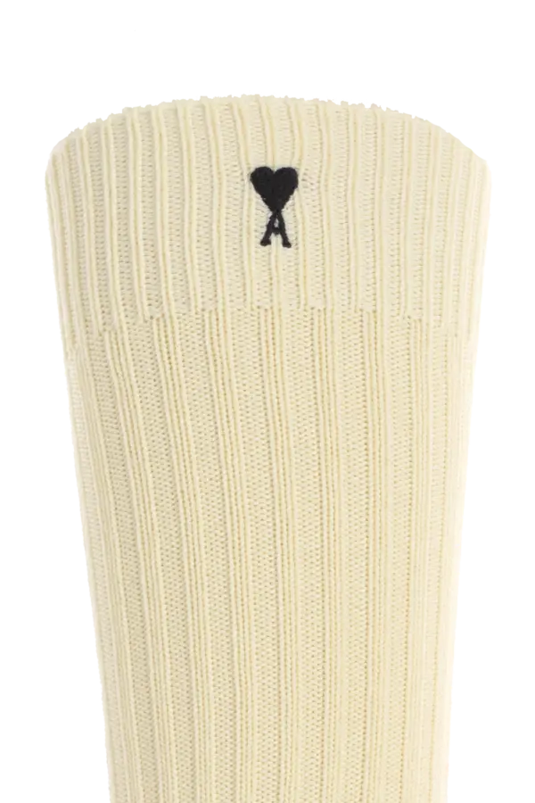 Ami Three-pack Of Socks With Embroidered Logo - Cream