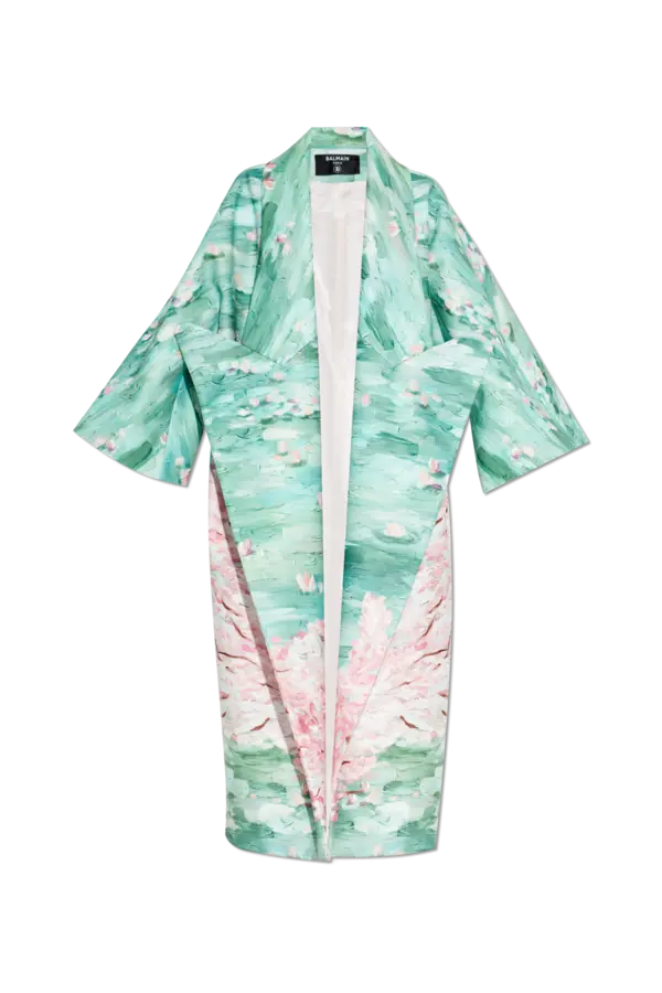 Balmain Floral Motif Long Coat