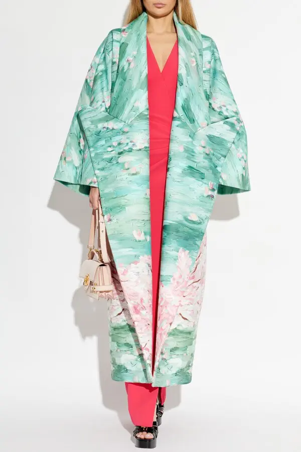 Balmain Floral Motif Long Coat