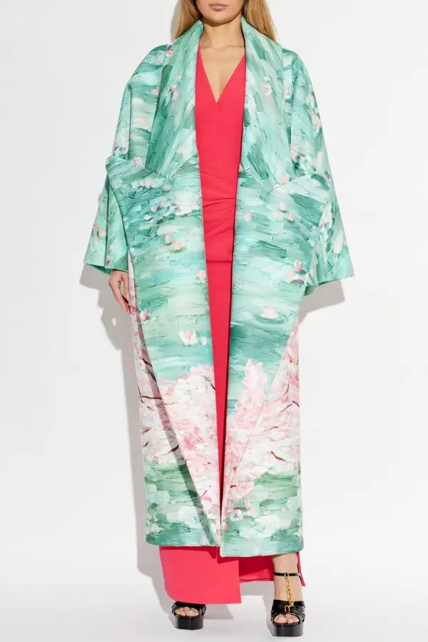 Balmain Floral Motif Long Coat