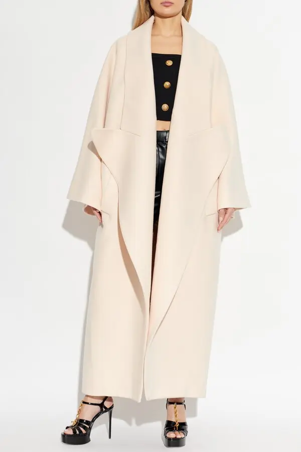 Balmain Long Coat With Vent - Pink