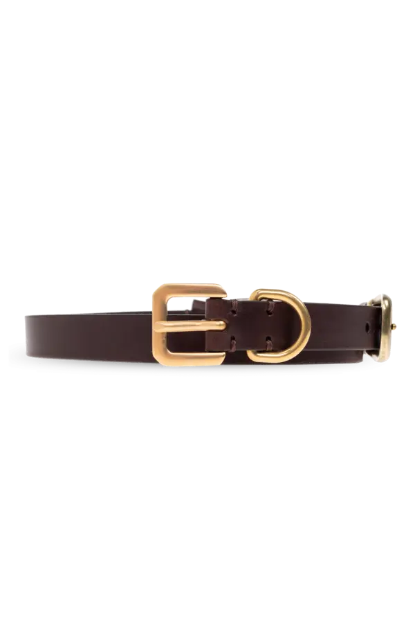 Etro Leather Belt With Geometric Buckle - Brown