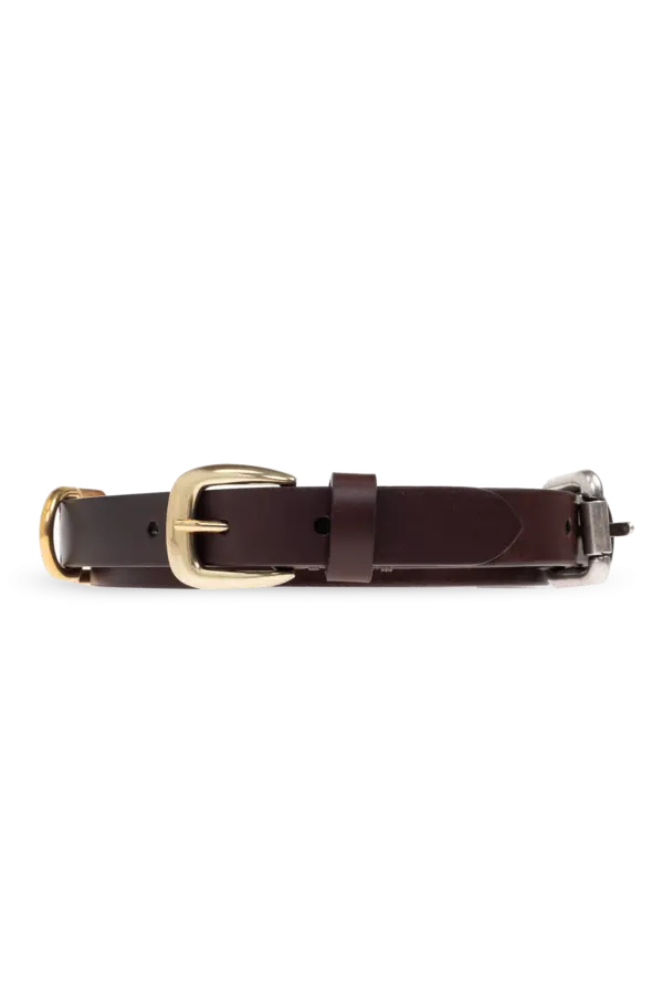Etro Leather Belt With Geometric Buckle - Brown