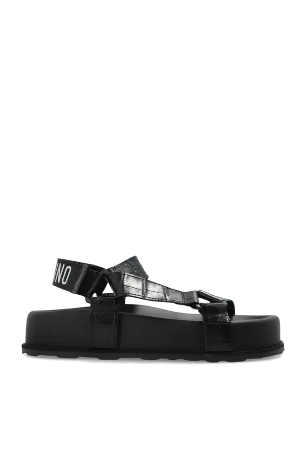 Moschino Leather Platform Sandals - Black