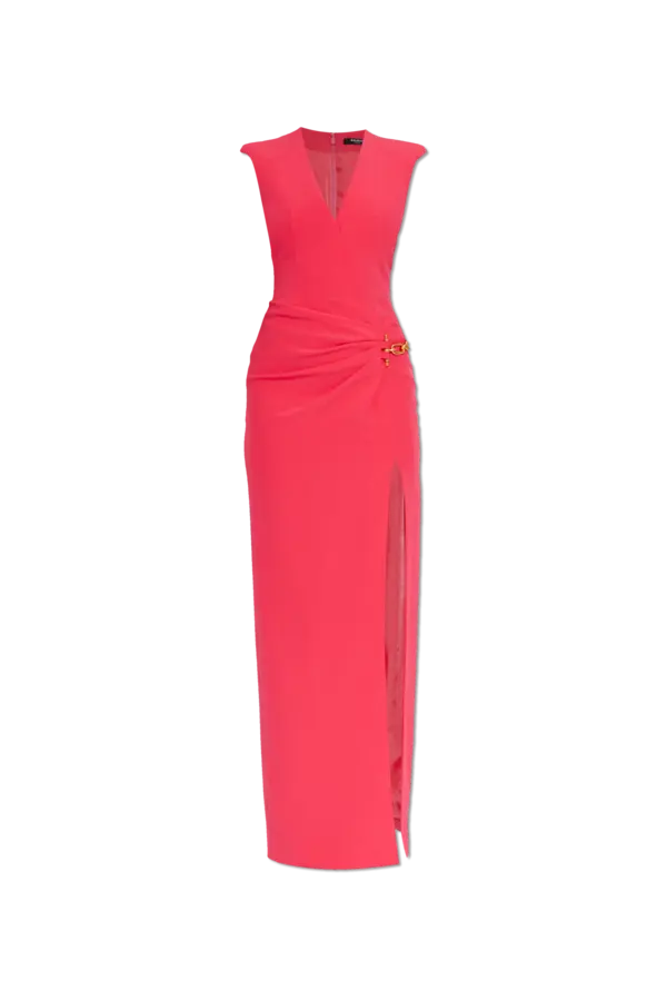 Balmain Long Dress With Draping - Pink
