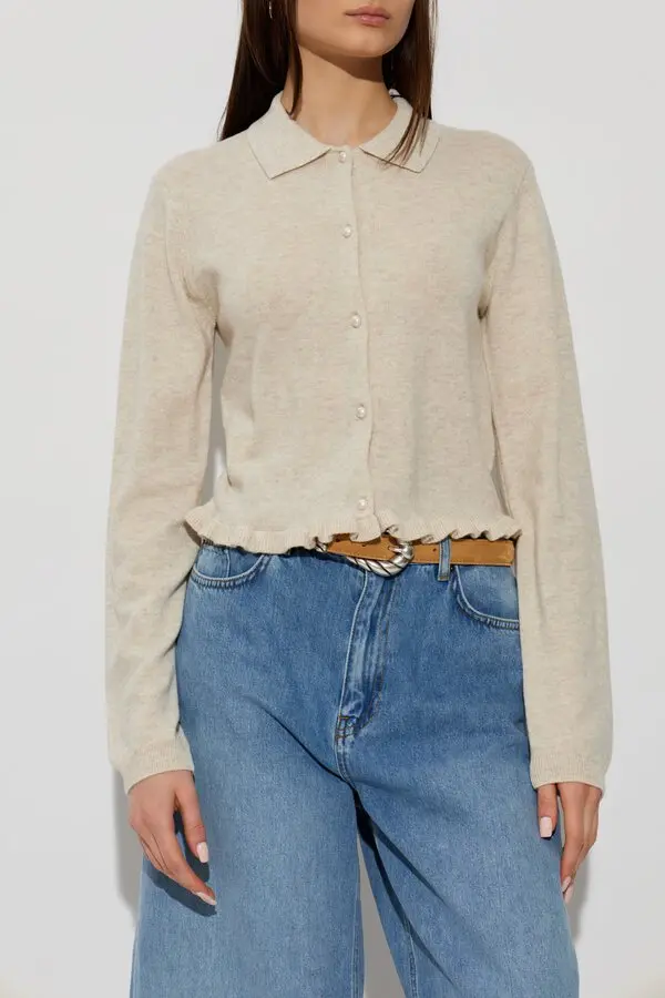 ROTATE BY BIRGER CHRISTENSEN Wool Cashmere Cardigan - Beige