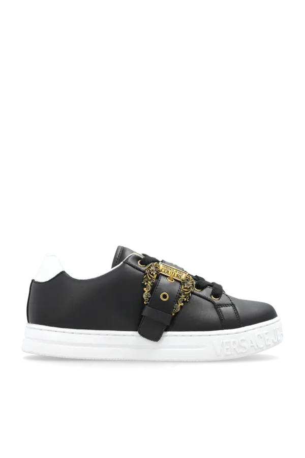 Versace Sneakers With Gold-tone Buckle - Black