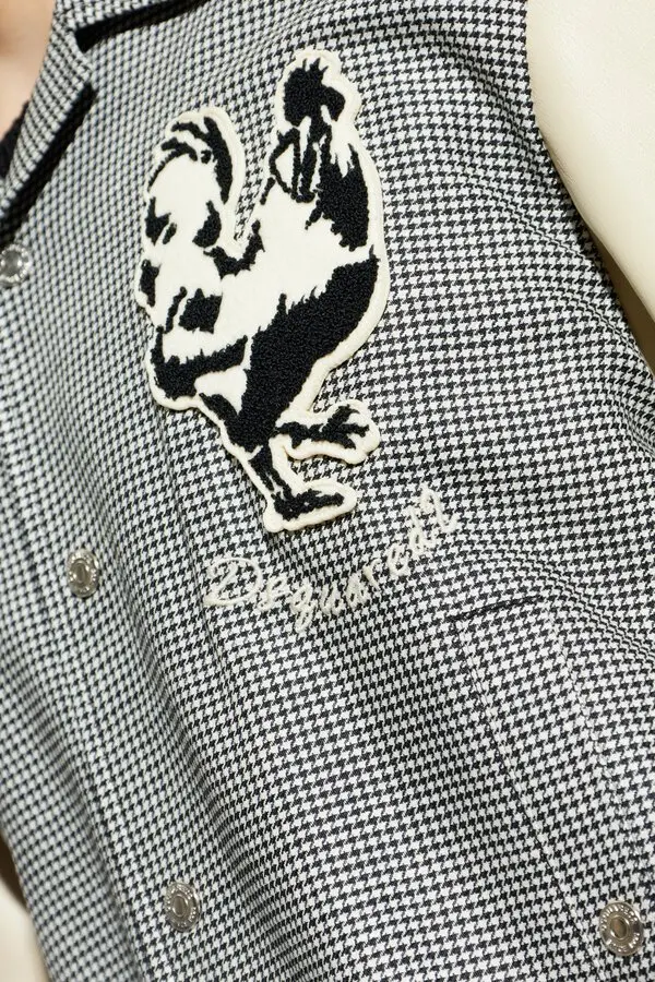 Dsquared2 Houndstooth Pattern Varsity Jacket - Black