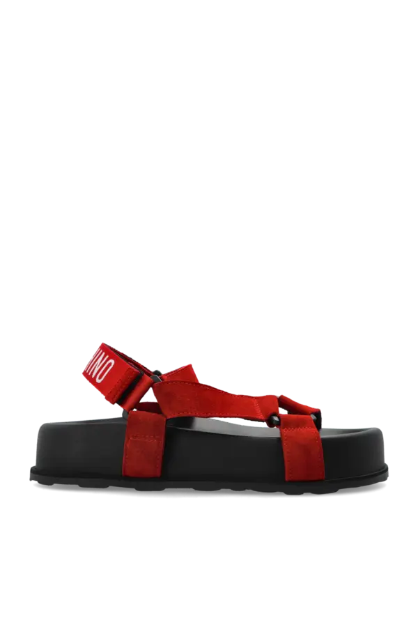 Moschino Leather Platform Sandals - Red