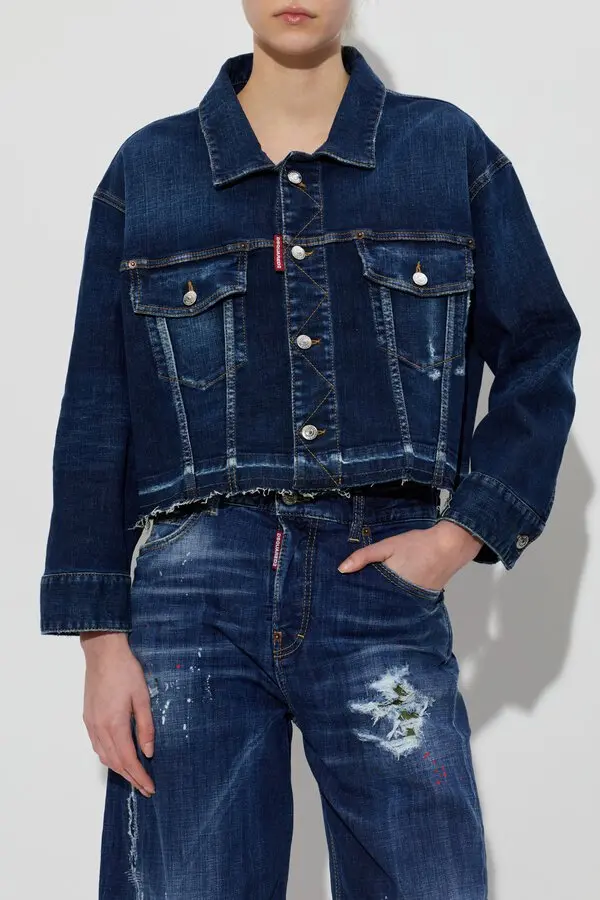 Dsquared2 Vintage Effect Denim Jacket - Navy Blue