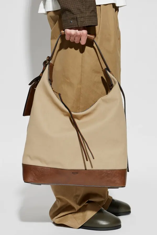 Moschino Shoulder Bag With Logo - Beige