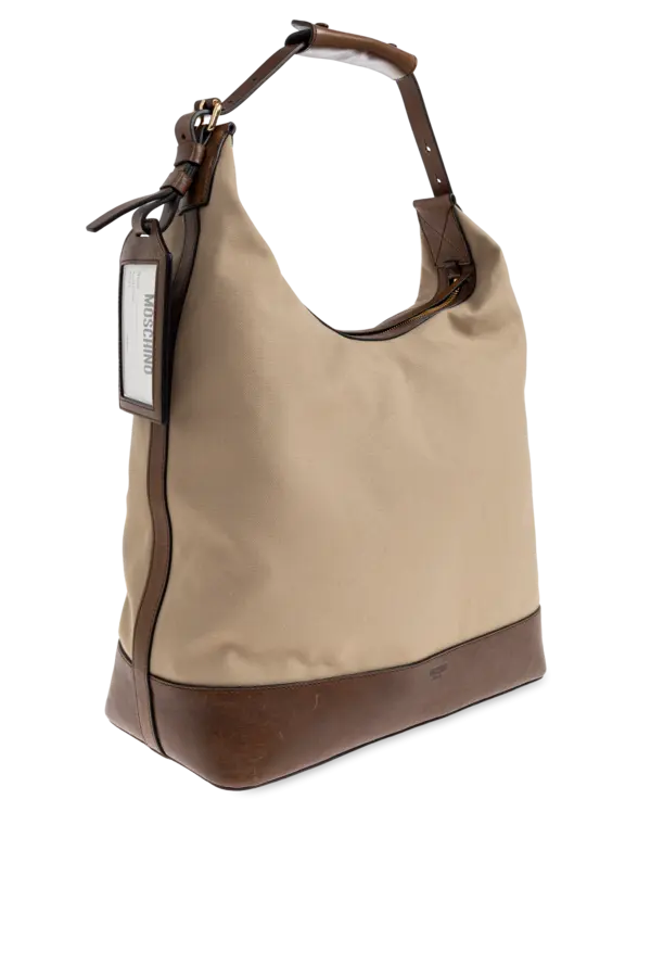 Moschino Shoulder Bag With Logo - Beige