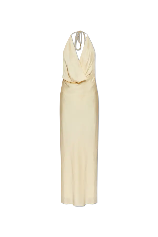 ROTATE BY BIRGER CHRISTENSEN Satin Slip Maxi Dress With Straps - Yellow