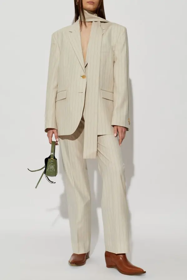 Acne Studios Wool Pinstripe Trousers - Cream