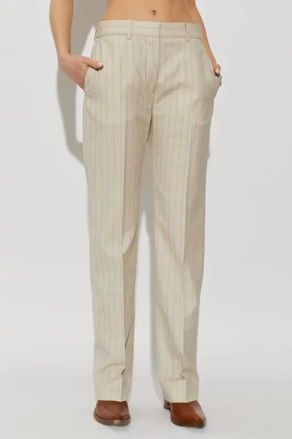 Acne Studios Wool Pinstripe Trousers - Cream