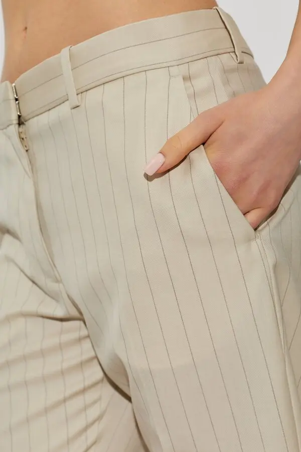 Acne Studios Wool Pinstripe Trousers - Cream