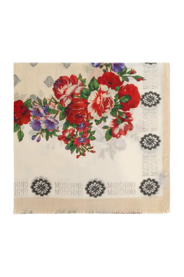 Moschino Scarf With A Floral Motif - Cream