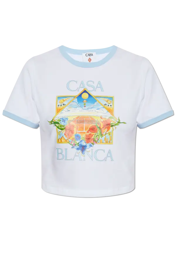 Casablanca Printed Cropped T-shirt - White
