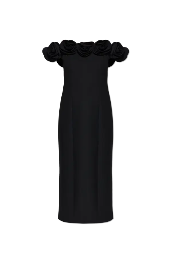 ROTATE BY BIRGER CHRISTENSEN Off-shoulder Midi Dress With Appliqués - Black
