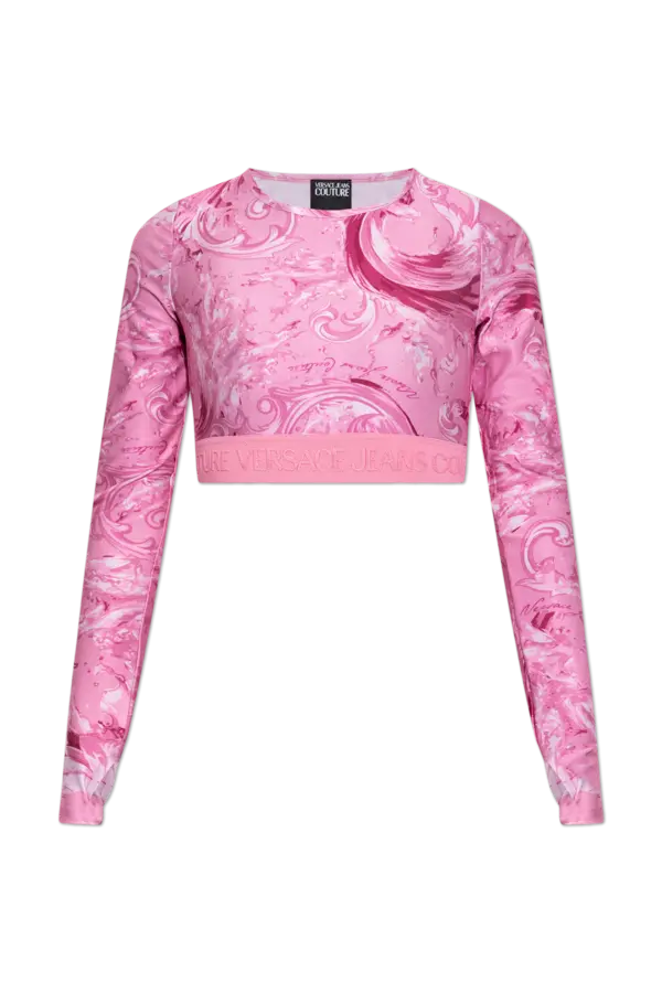 Versace Short Long-sleeved Turtleneck Top - Pink